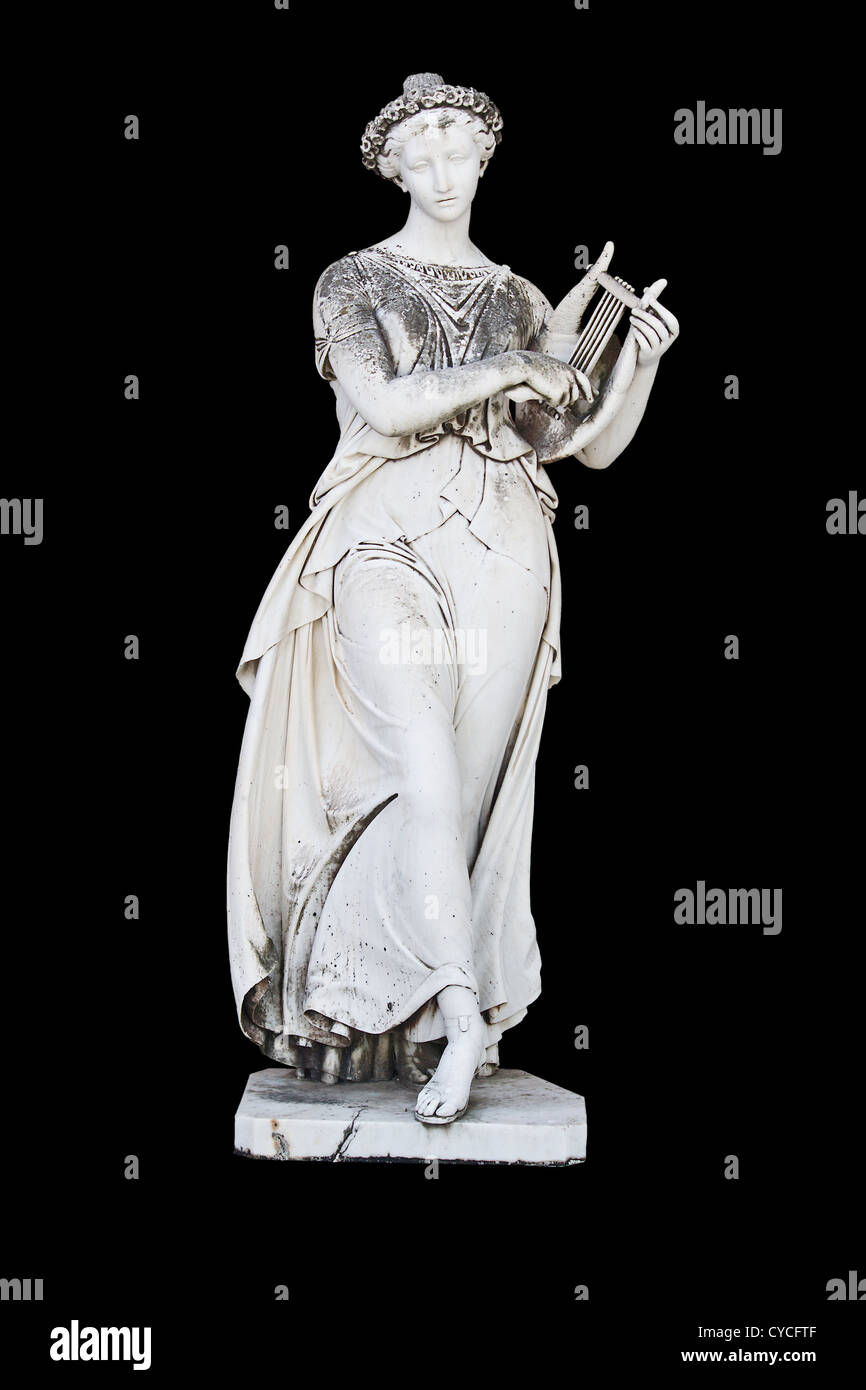 Antike Statue zeigt eine griechischen mythische Muse. Die Statue ...