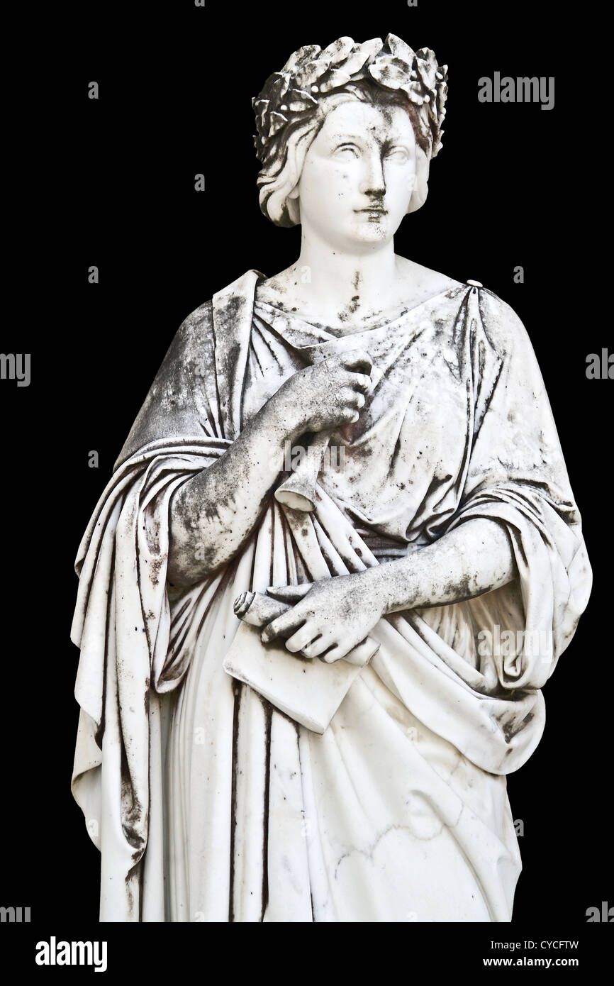 Antike Statue zeigt eine griechischen mythische Muse. Die Statue ...