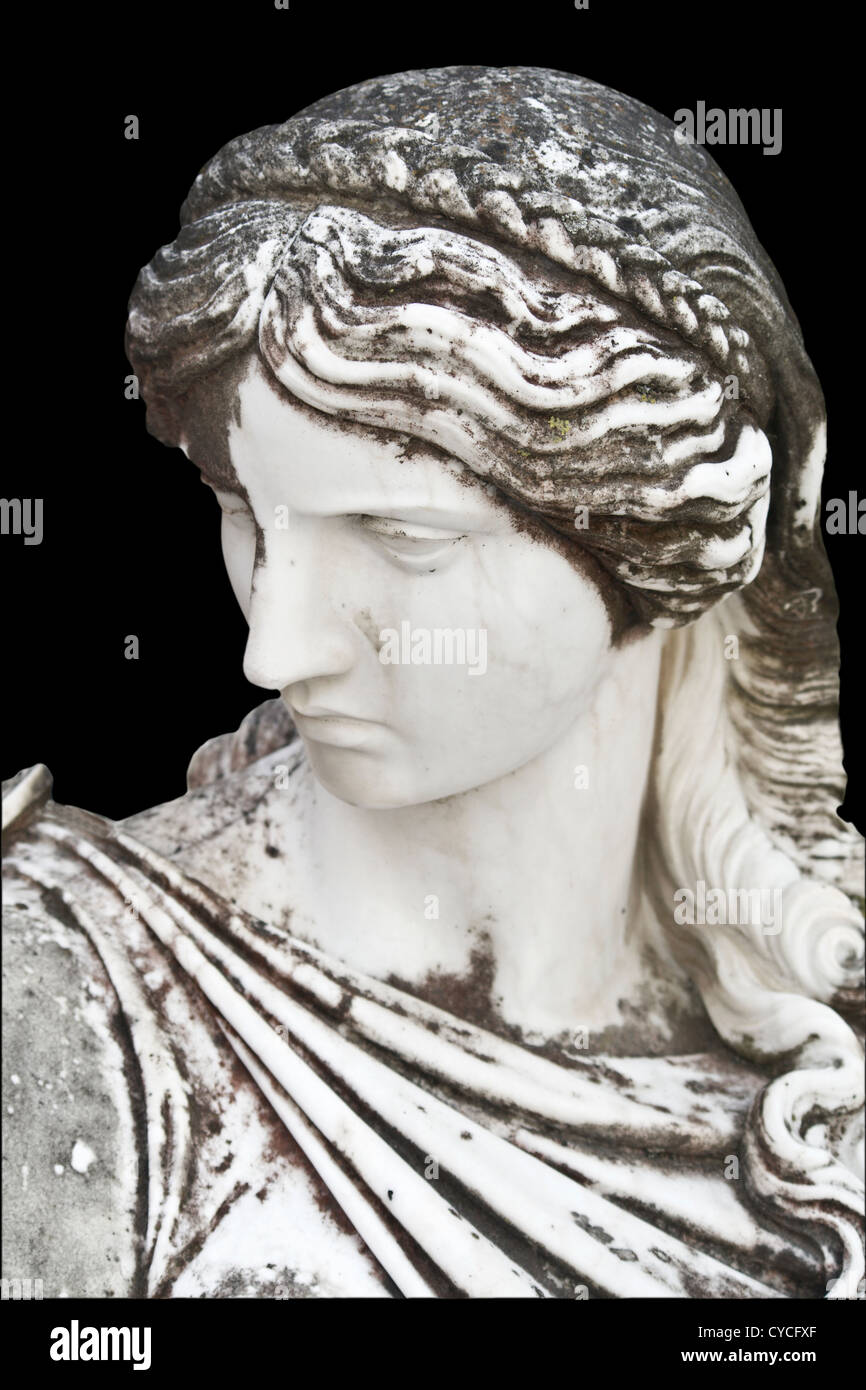 Antike Statue zeigt eine griechischen mythische Muse. Die Statue ...