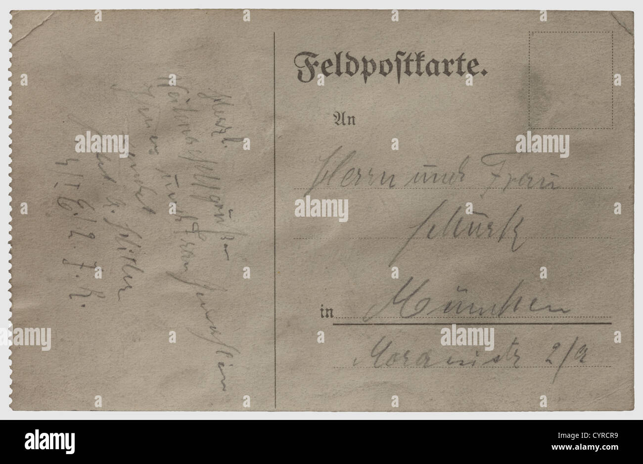 Adolf Hitler, ZEICHNUNG für den Münchner Waffenhändler Adam Schurk ...