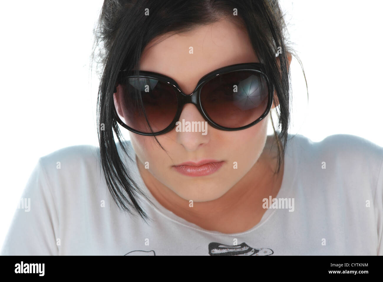 Beautiful emo girl over white -Fotos und -Bildmaterial in hoher Auflösung – Alamy