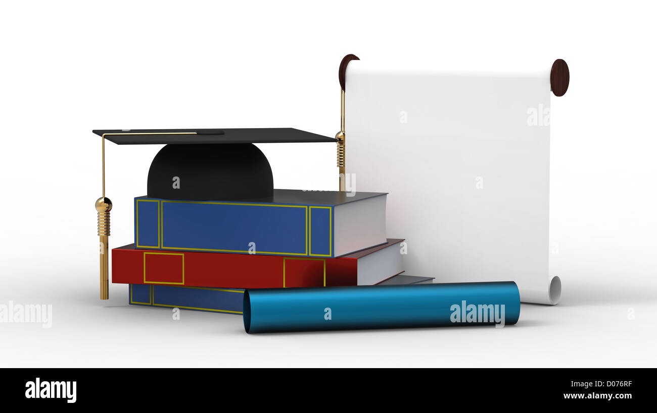 Diplom und graduierung cap isoliert render golden -Fotos und ...