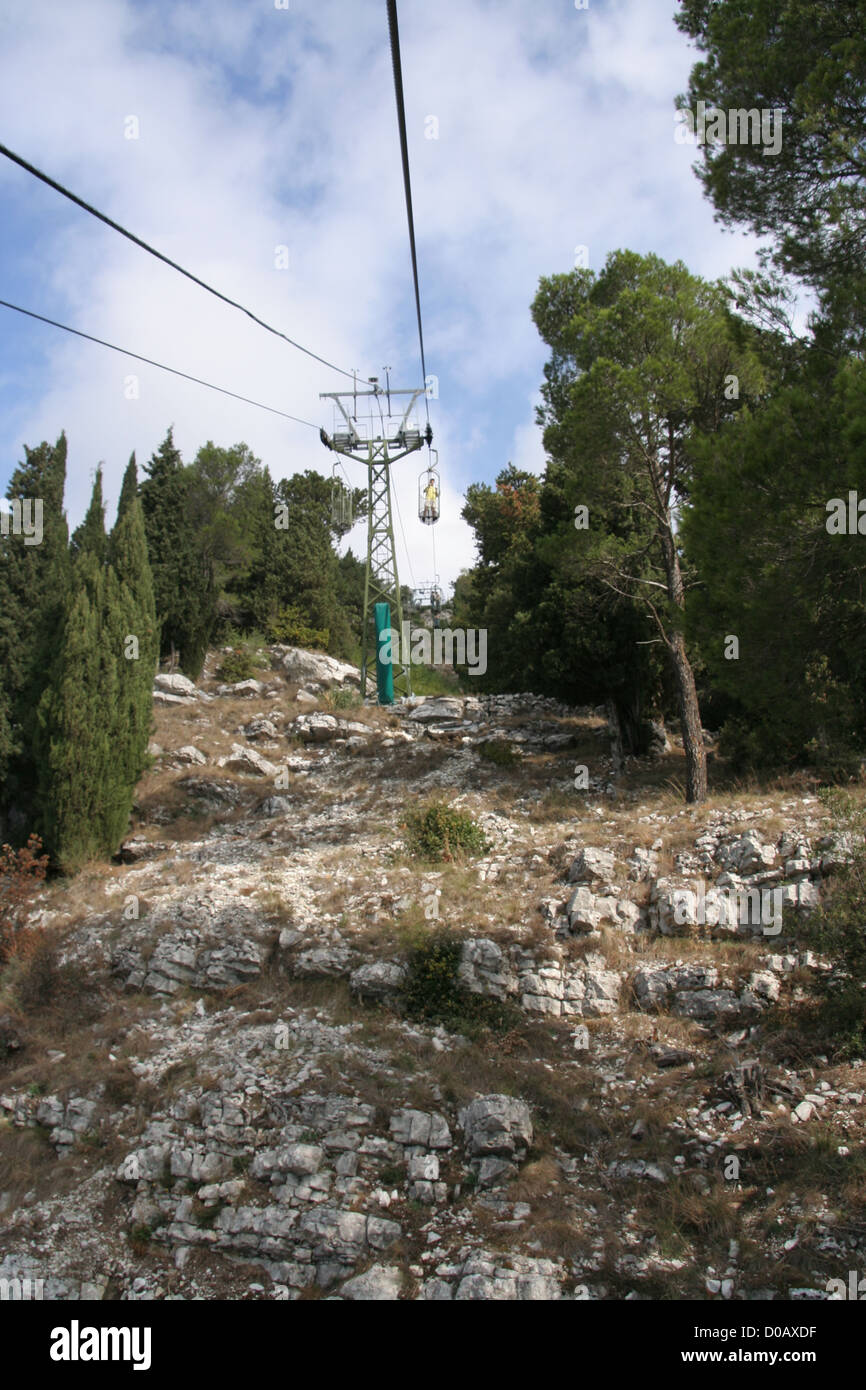 die Funivia-Seilbahn auf den Monte Ingino von Gubbio, Umbrien Italien ...