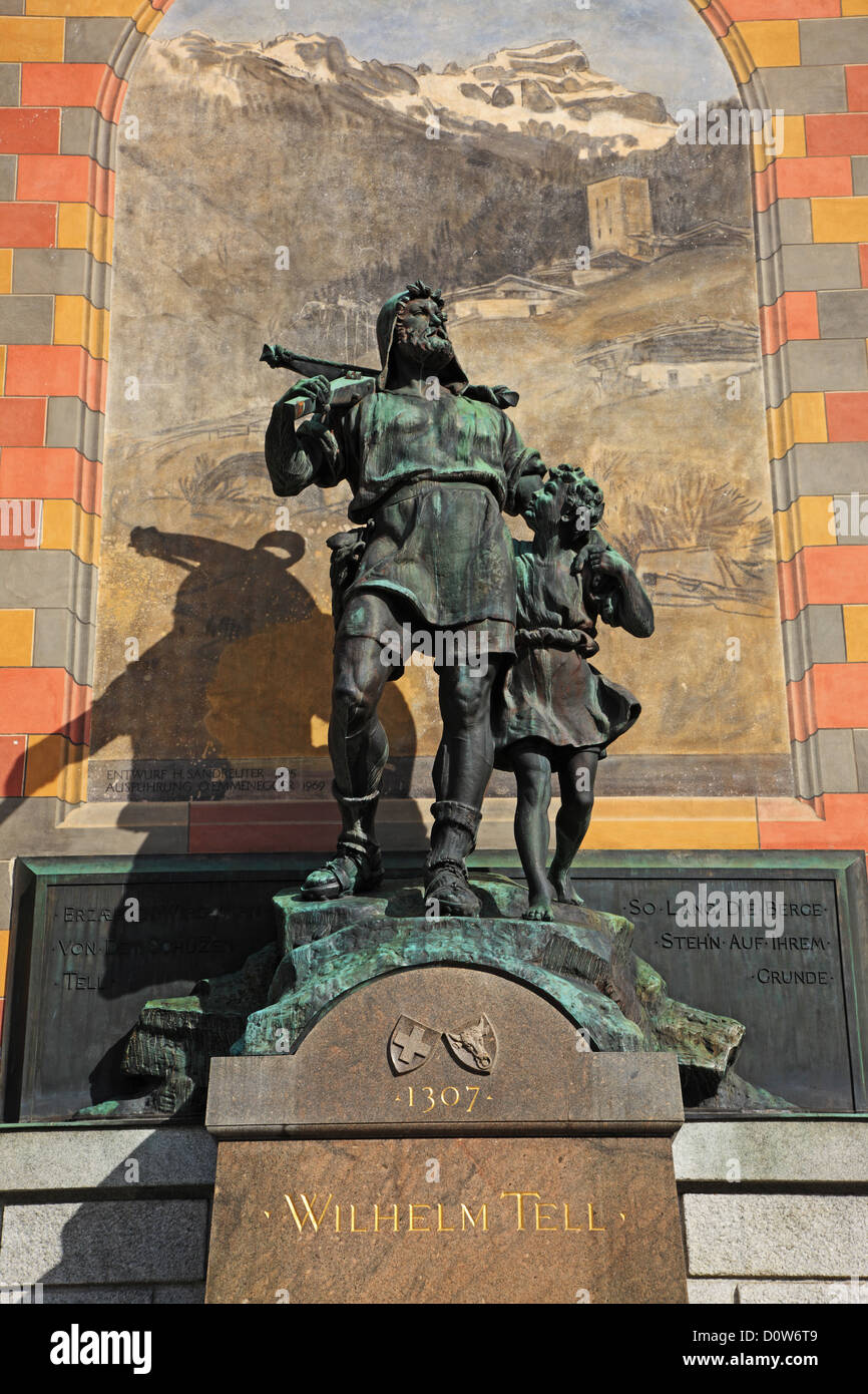 Schweiz, Kanton Uri, Altdorf, Wilhelm Tell statue Stockfotografie - Alamy