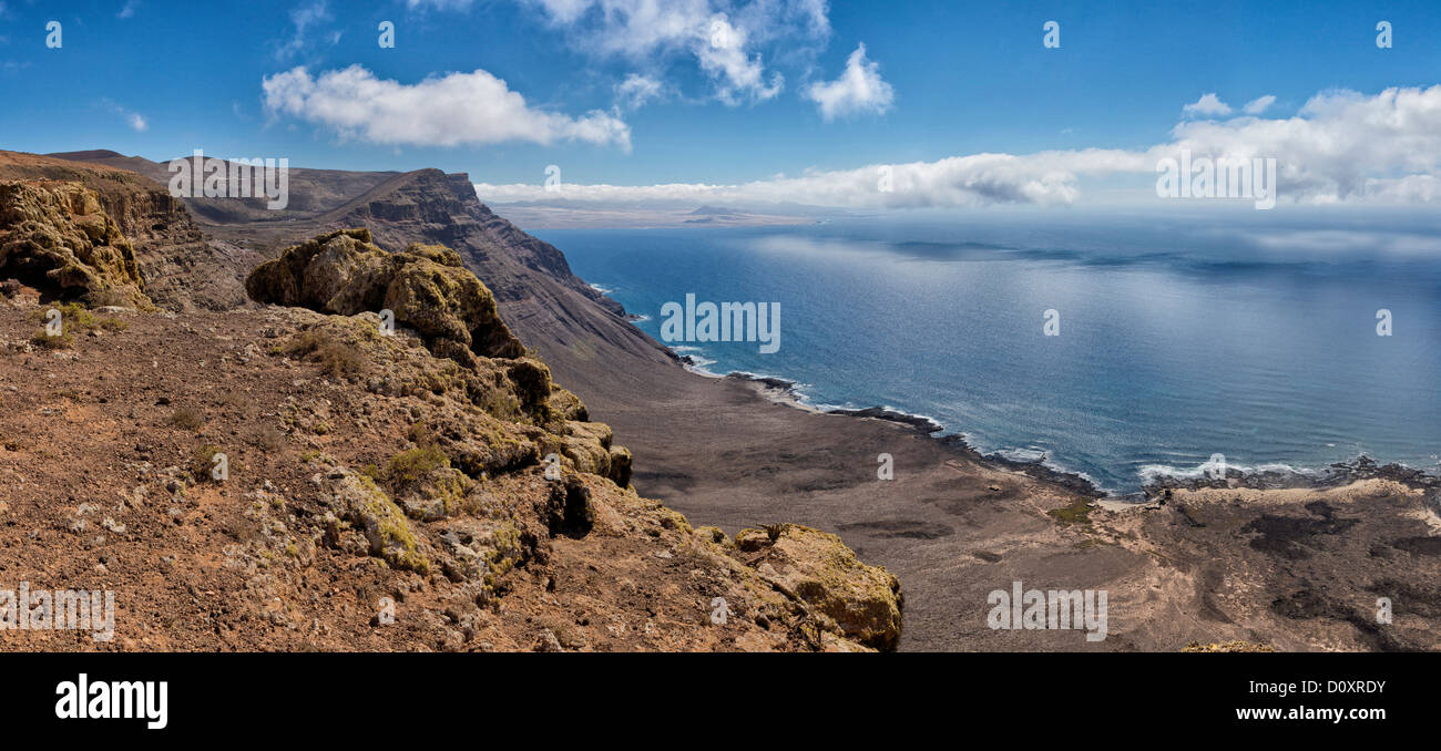 Spanien, Lanzarote, Las Rositas, Aussicht, Berge, Playa del Risco ...