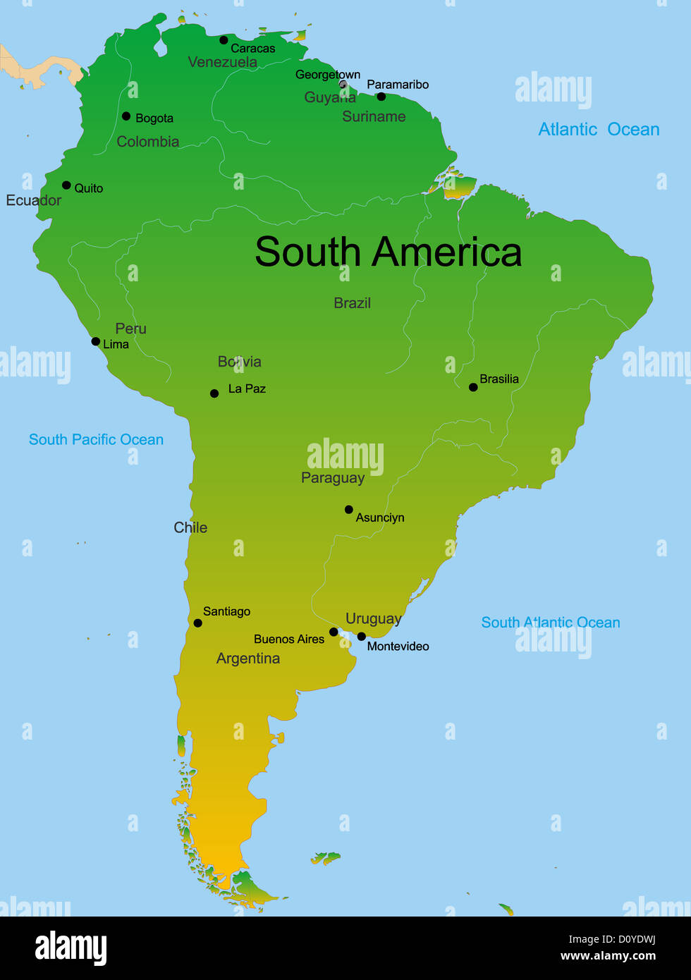 Karte von Südamerika Kontinent Stockfotografie - Alamy