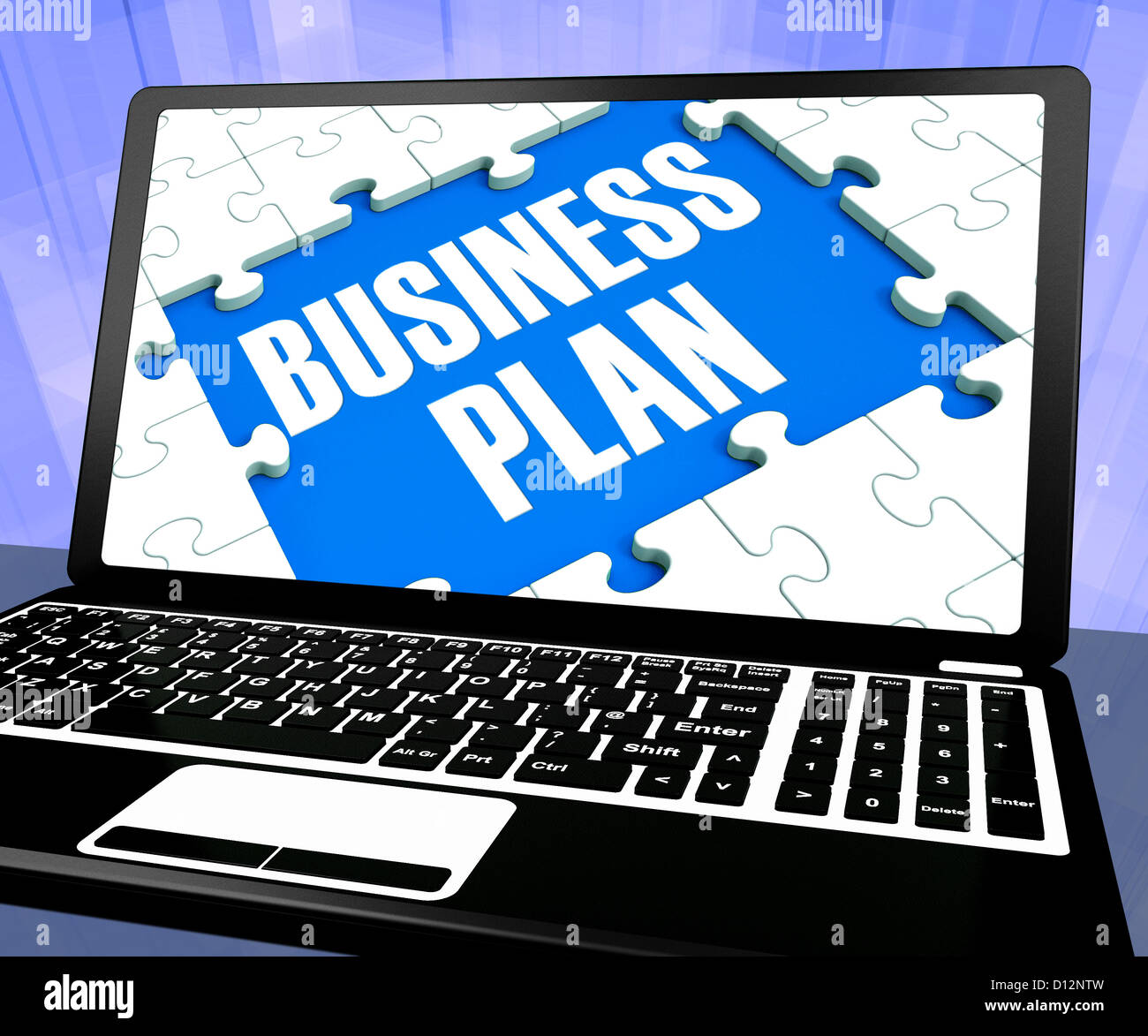 Business-Plan auf Laptop zeigt Strategien und Lösungen, die Planung ... Business-Plan auf Laptop zeigt Strategien und Lösungen, die Planung ...