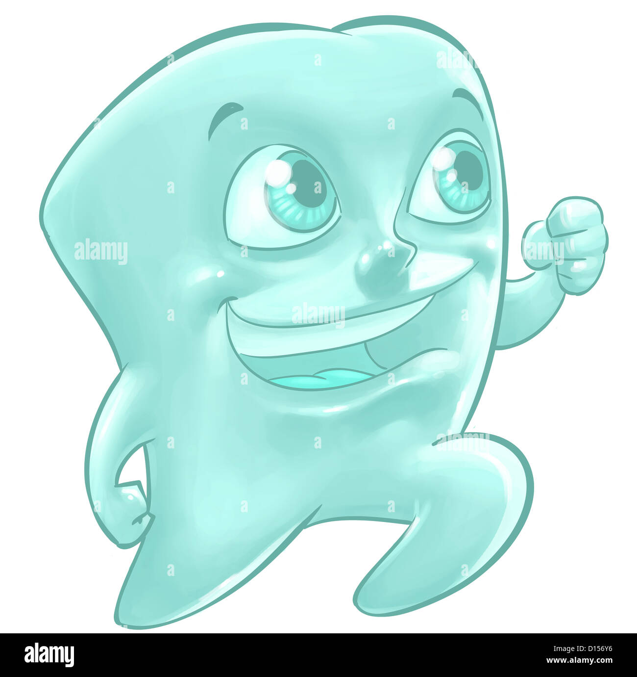 Ein Cartoon Illustration einer Fit glücklich Backenzahn läuft mit einem ...