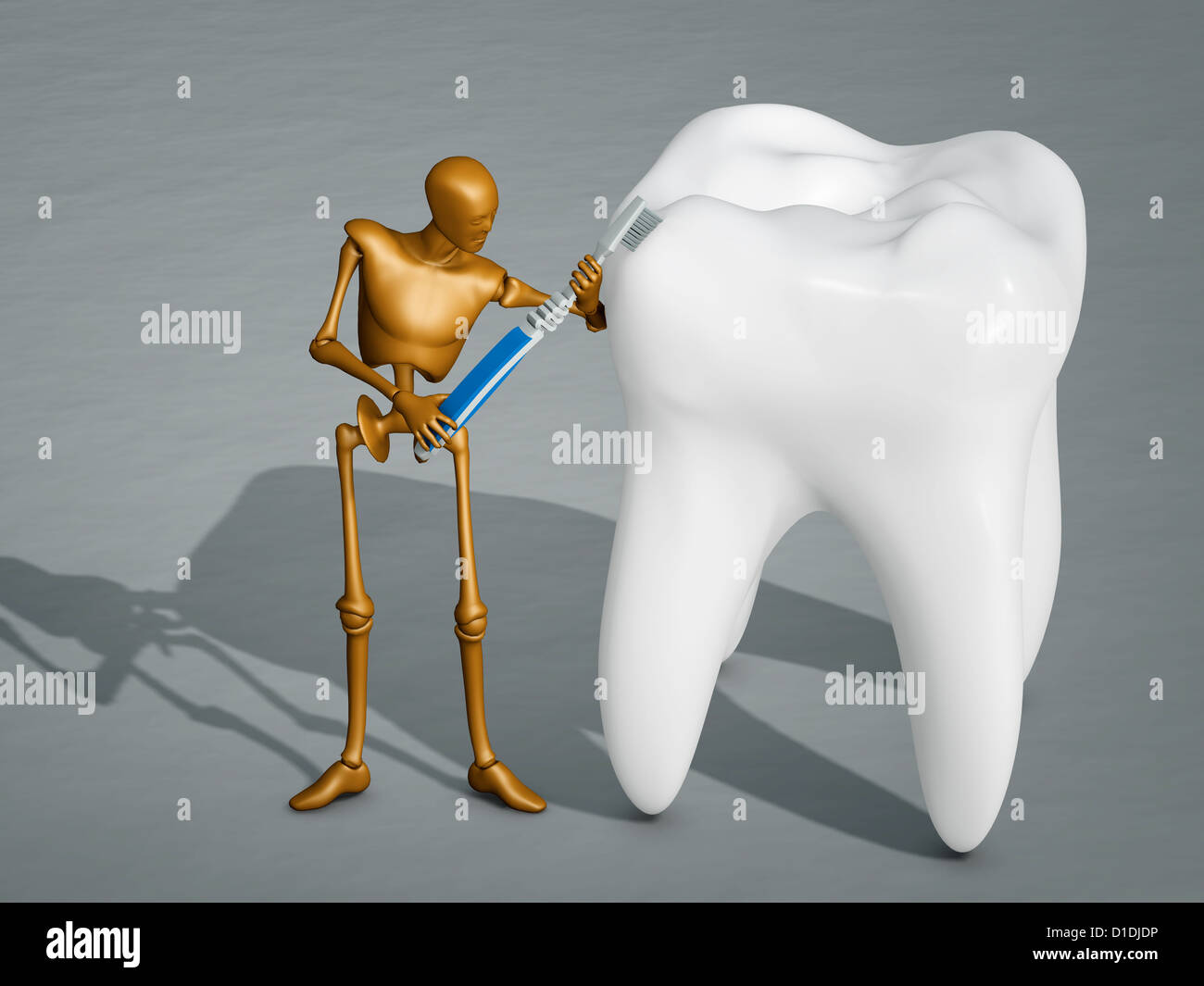 Männchen Figur einen großen Zahn Bürsten Stockfotografie - Alamy