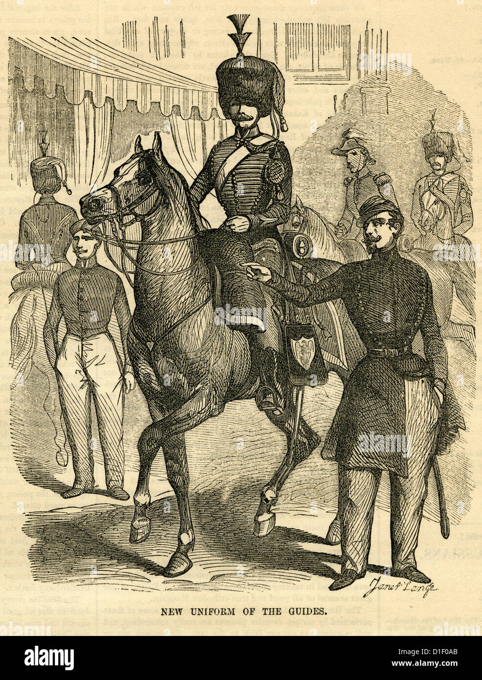 1854-Gravur, "Neue Uniform der Führer" der französischen Truppen ...