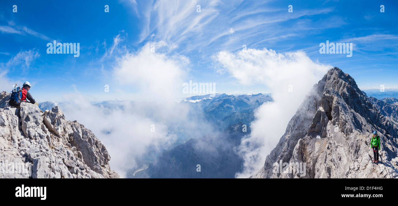 Bergsteiger, die Überquerung der Watzmann, Berchtesgadener Alpen ... Bergsteiger, die Überquerung der Watzmann, Berchtesgadener Alpen ...