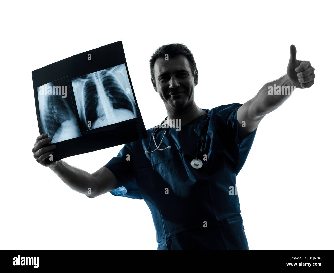 ein Mann Arzt Chirurg Radiologe medizinische Daumen Prüfung Lunge Torso ...