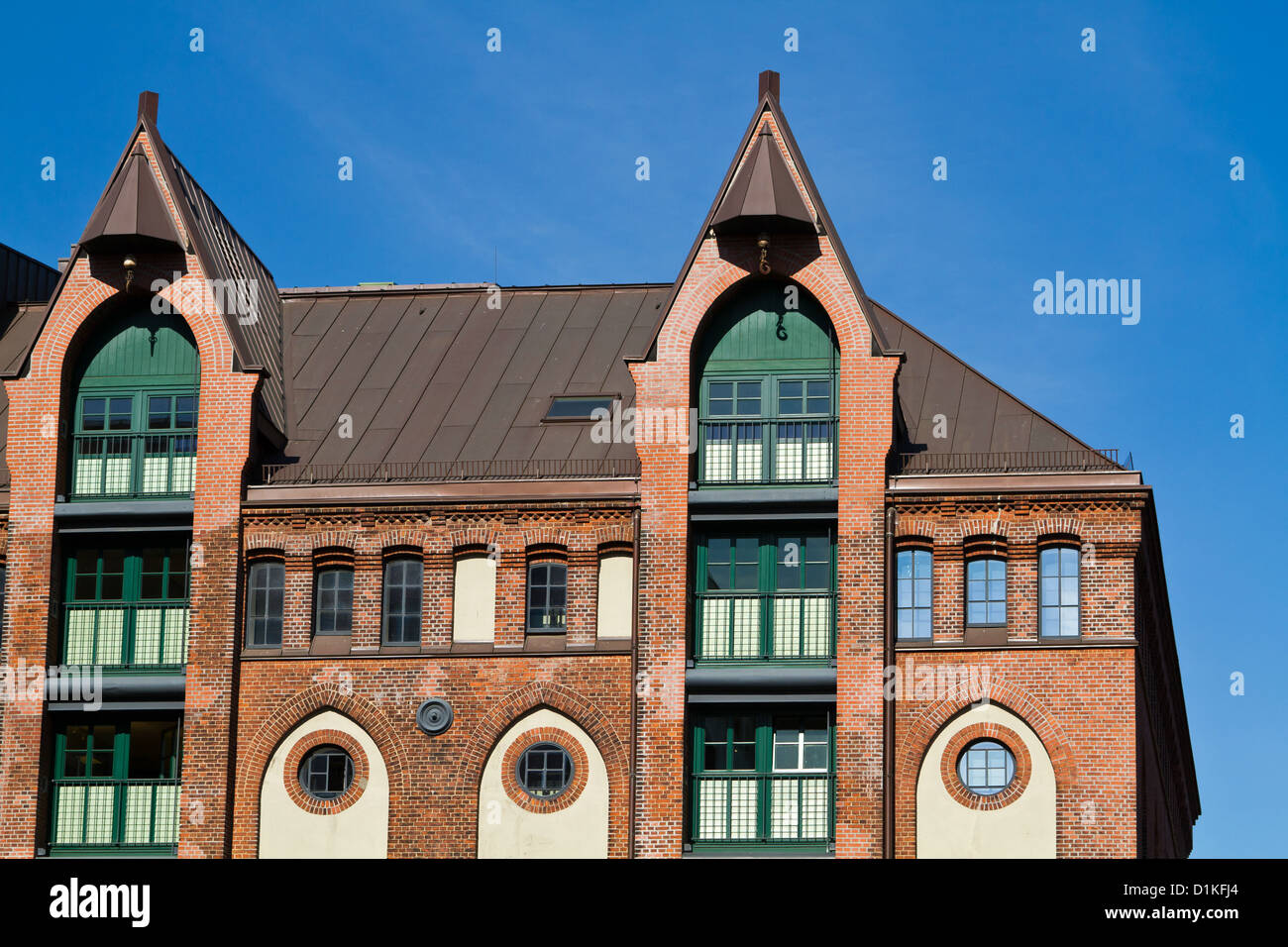 Typische Klinker Ziegel Fassade in Hamburg, Deutschland Stockfotografie ...