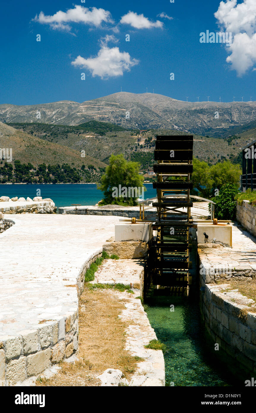 Fanari Waterwheel, Argostoli, Kefalonia, Ionische Inseln, Griechenland ...