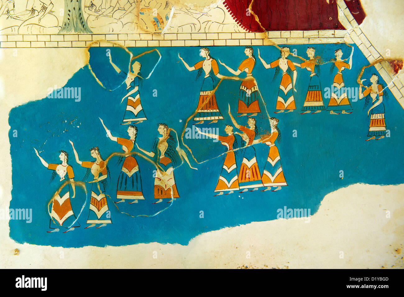 Arthur Evans Rekonstruktion tanzen Mädchen Fresko von Knossos. Knossos ...