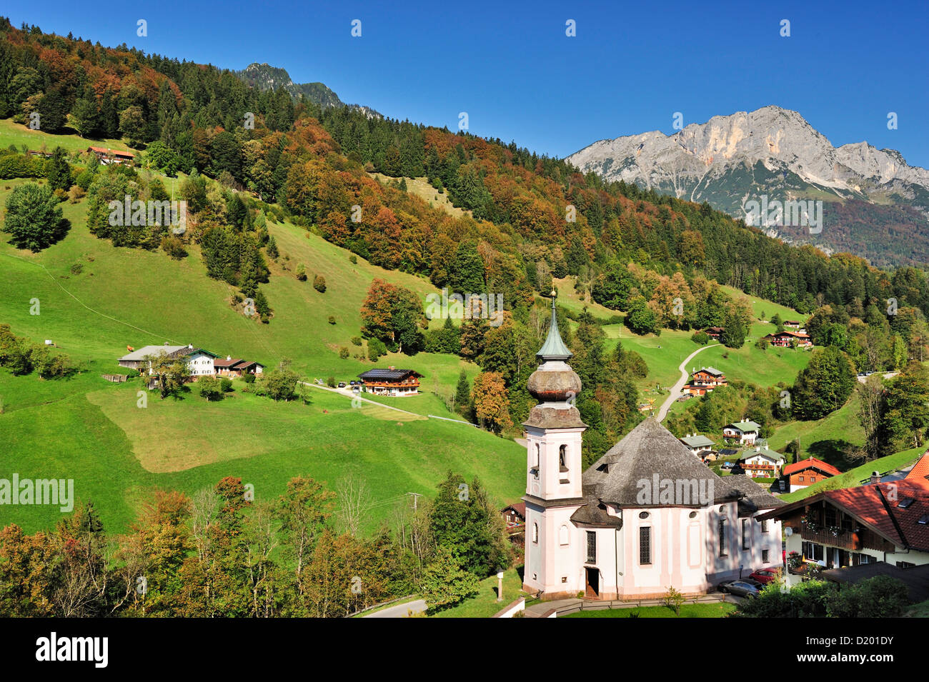 Kirche Maria Gern mit Untersberg, Berchtesgadener Hochthron ...