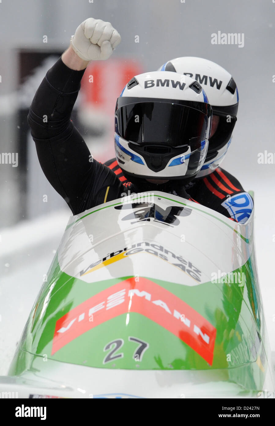 Deutschlands Bob Racer Francesco Friedrich (vorne) und Gino Gerhardi ...