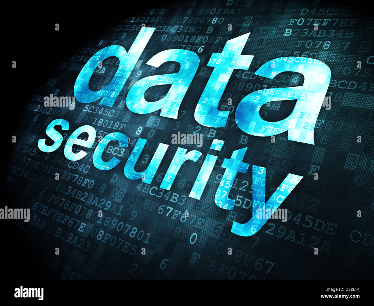 Sicherheitskonzept: pixelig Worte Datensicherheit auf digitalen ...