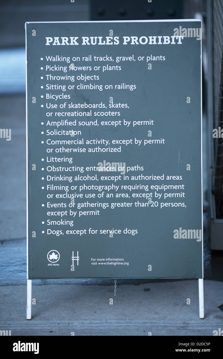 Park rules sign -Fotos und -Bildmaterial in hoher Auflösung – Alamy