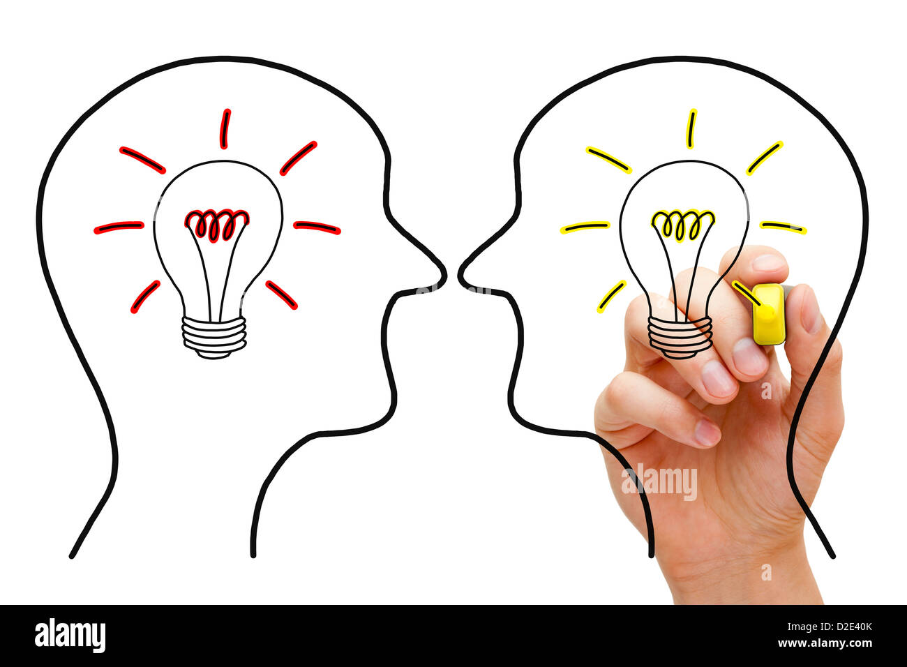 Zwei unterschiedliche Vorstellungen in Konfrontation. Konzept mit ...