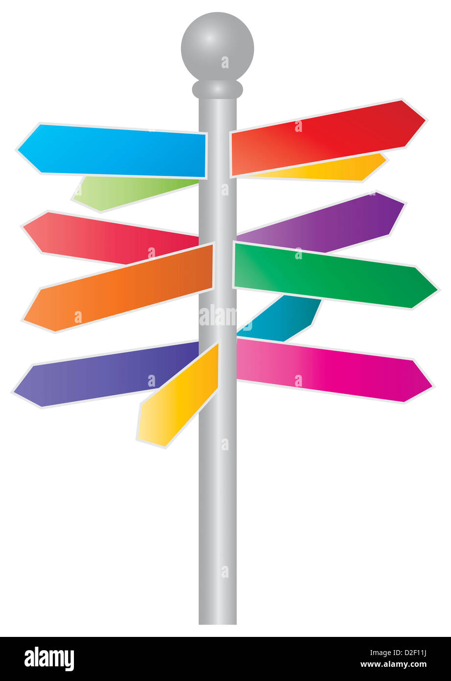 Wegweiser mit bunten zeigenden Pfeile Umriss Silhouette Abbildung ...