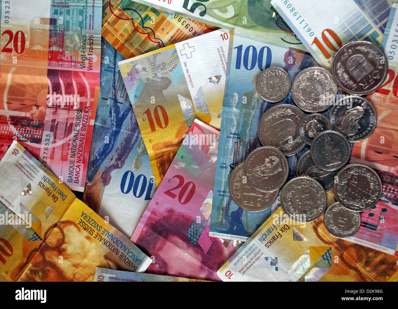 Swiss coins currency francs Stockfotos und -bilder Kaufen - Alamy