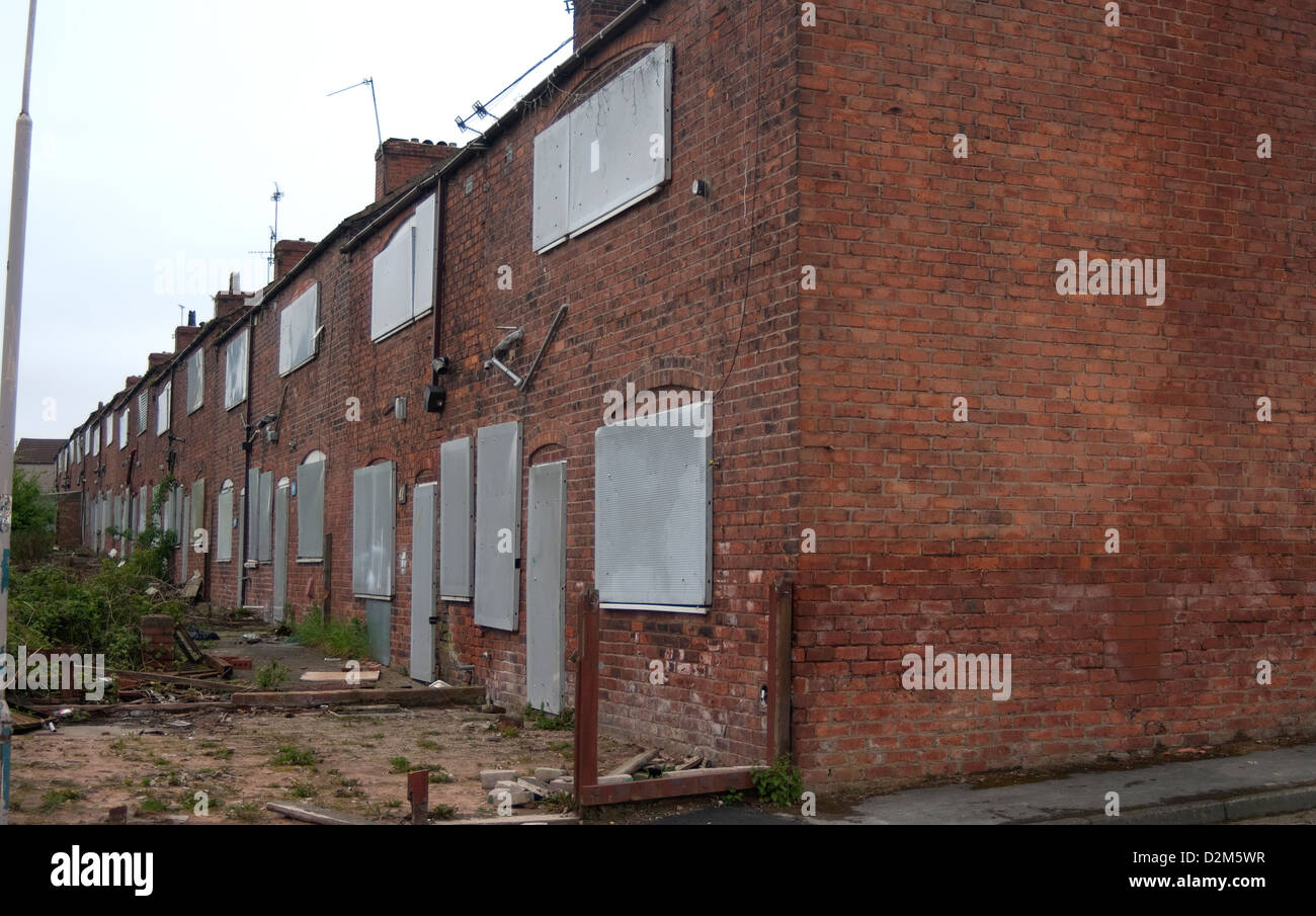 Eine Reihe von ehemaligen Zeche Häuser an Bord und bereit für den ...