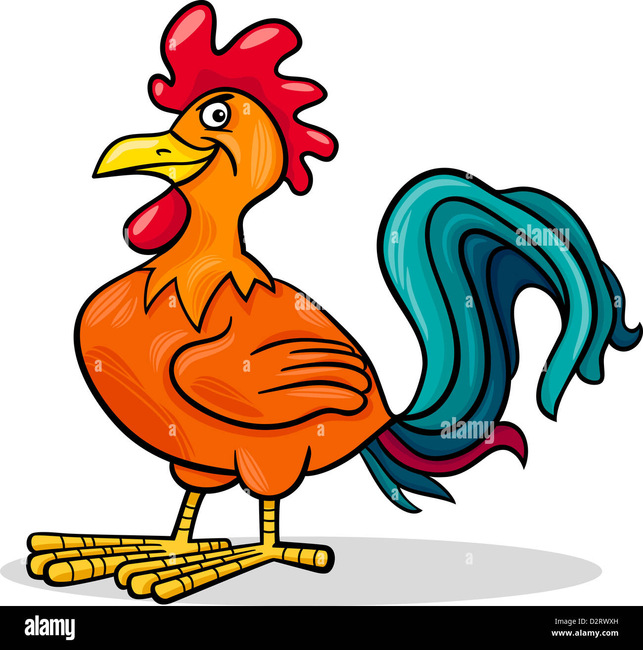 Cartoon-Illustration der lustige Hahn Bauernhof Vogel Tiere ...