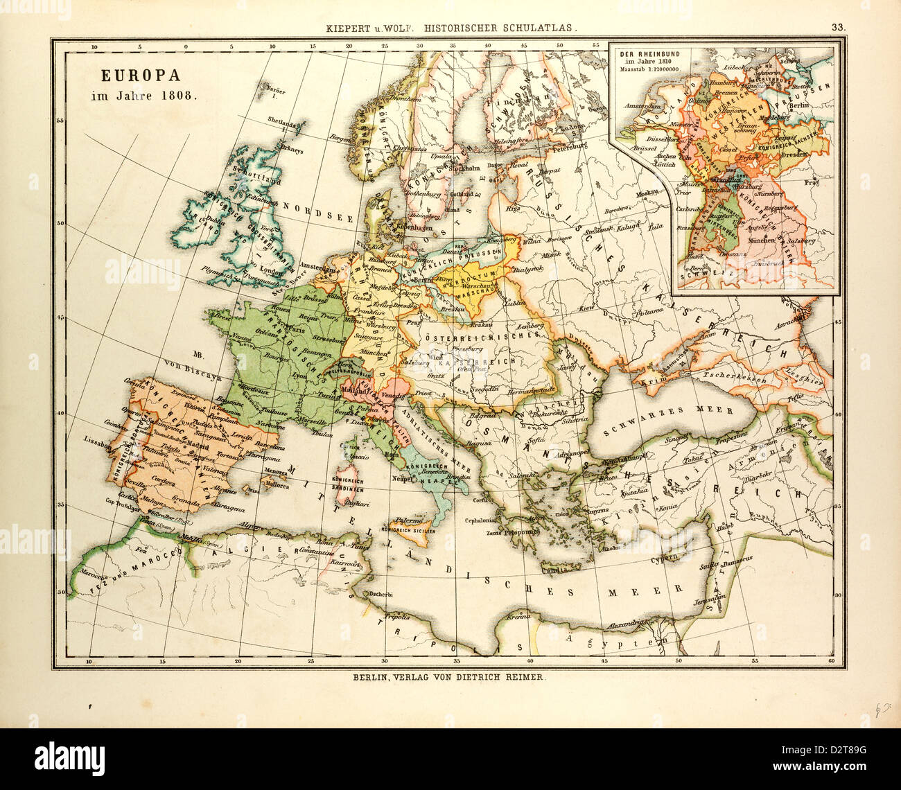 KARTE VON EUROPA IM JAHRE 1808 Stockfotografie - Alamy