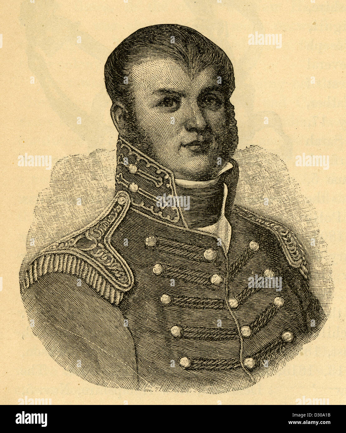 1892-Gravur, Kapitän John Butler, Krieg von 1812, Vater von Benjamin F ...