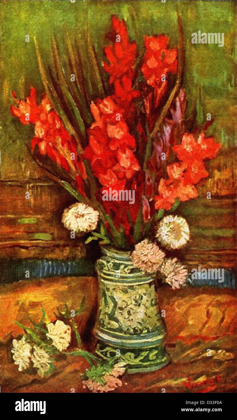 Vincent Van Gogh: Stillleben - Vase mit roten Gladiolen. 1886 Öl auf ...
