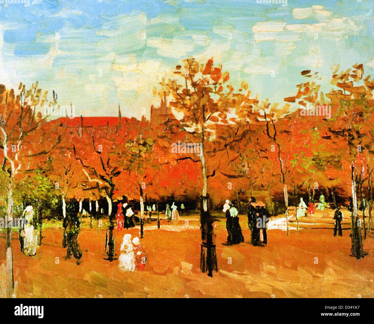 Vincent Van Gogh, der Bois de Boulogne mit Menschen zu Fuß. 1886. Post ...