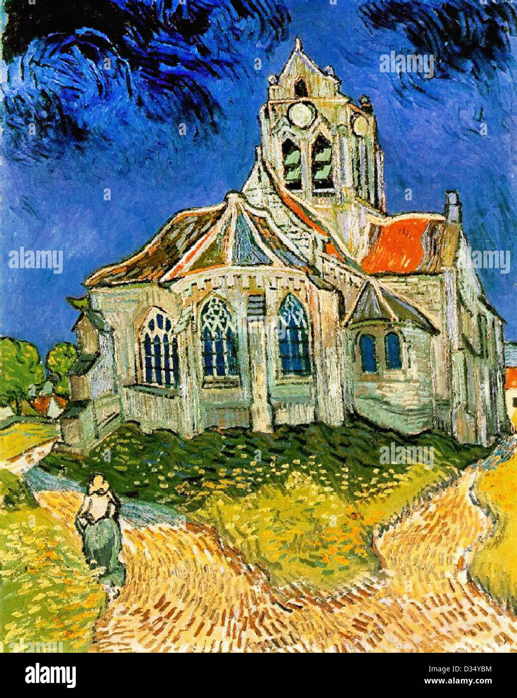 Vincent Van Gogh, die Kirche von Auvers. 1890. Post-Impressionismus. Öl ...