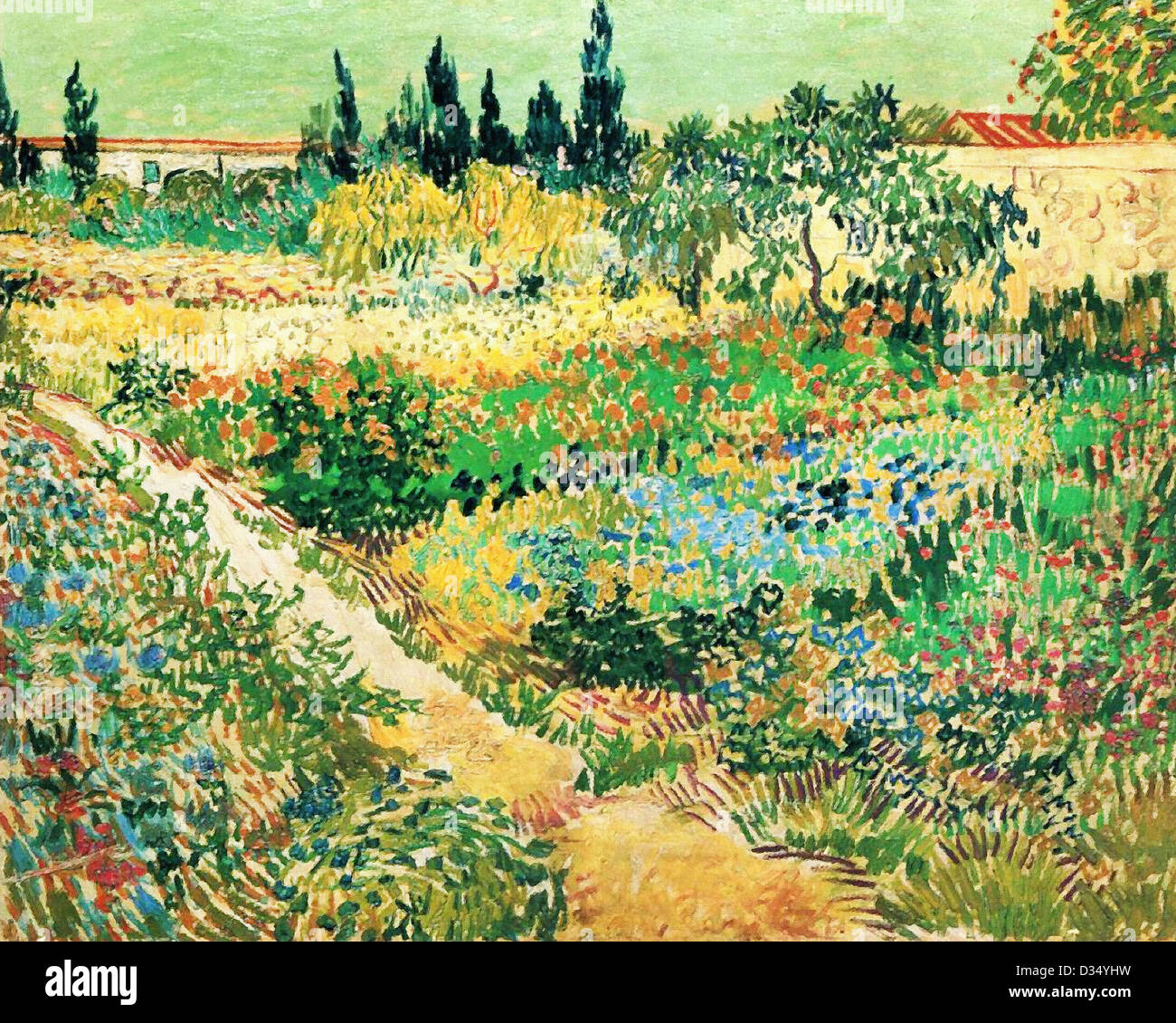 Vincent Van Gogh, Garten mit Blumen. 1888. Post-Impressionismus. Öl auf ...