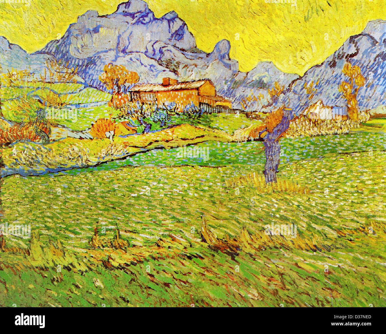 Vincent Van Gogh, A Wiese in den Bergen. 1889. Post-Impressionismus. Öl ...