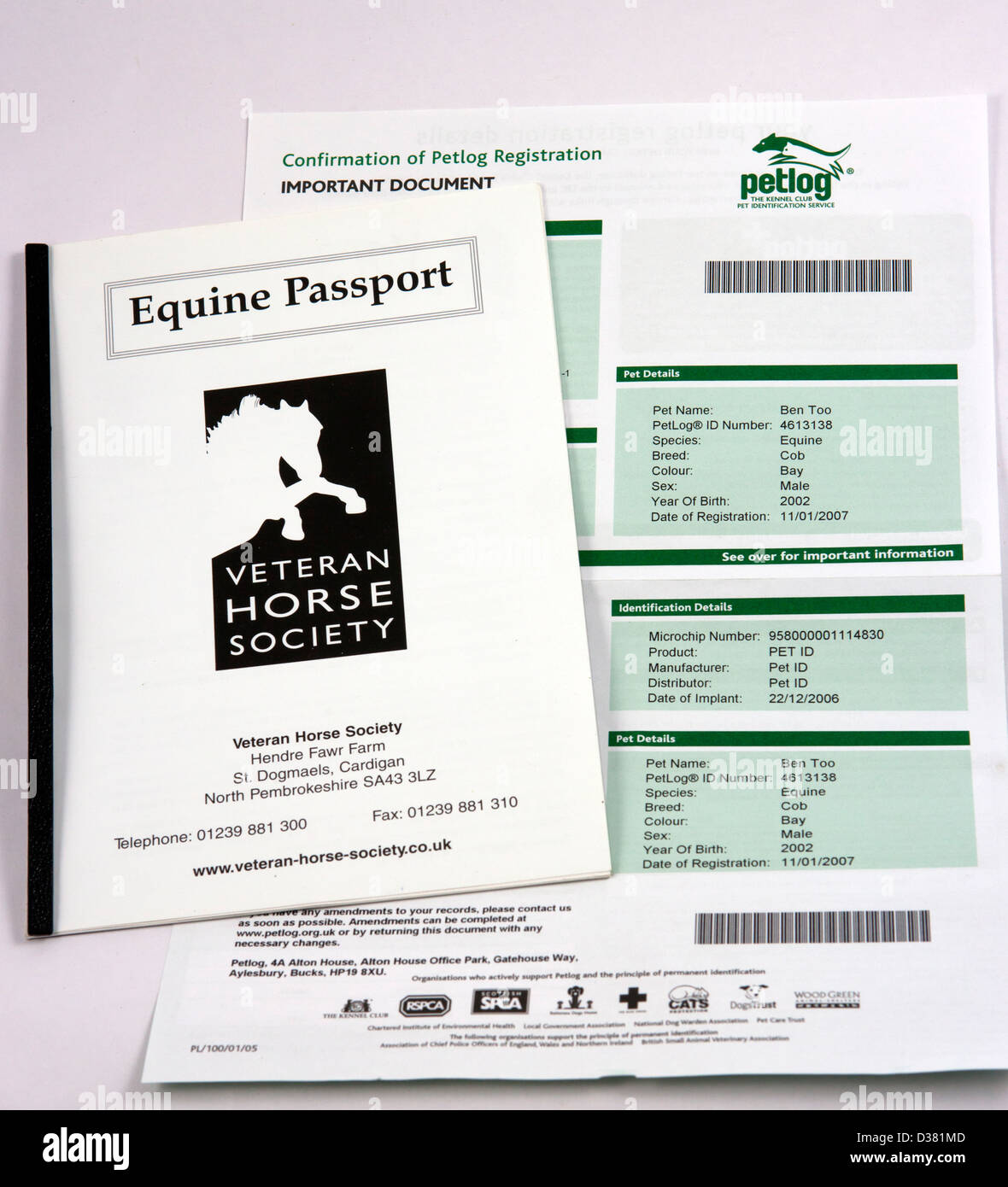 Registrierungsformular für Horse Passport und Petlog Microchip. Alle ...