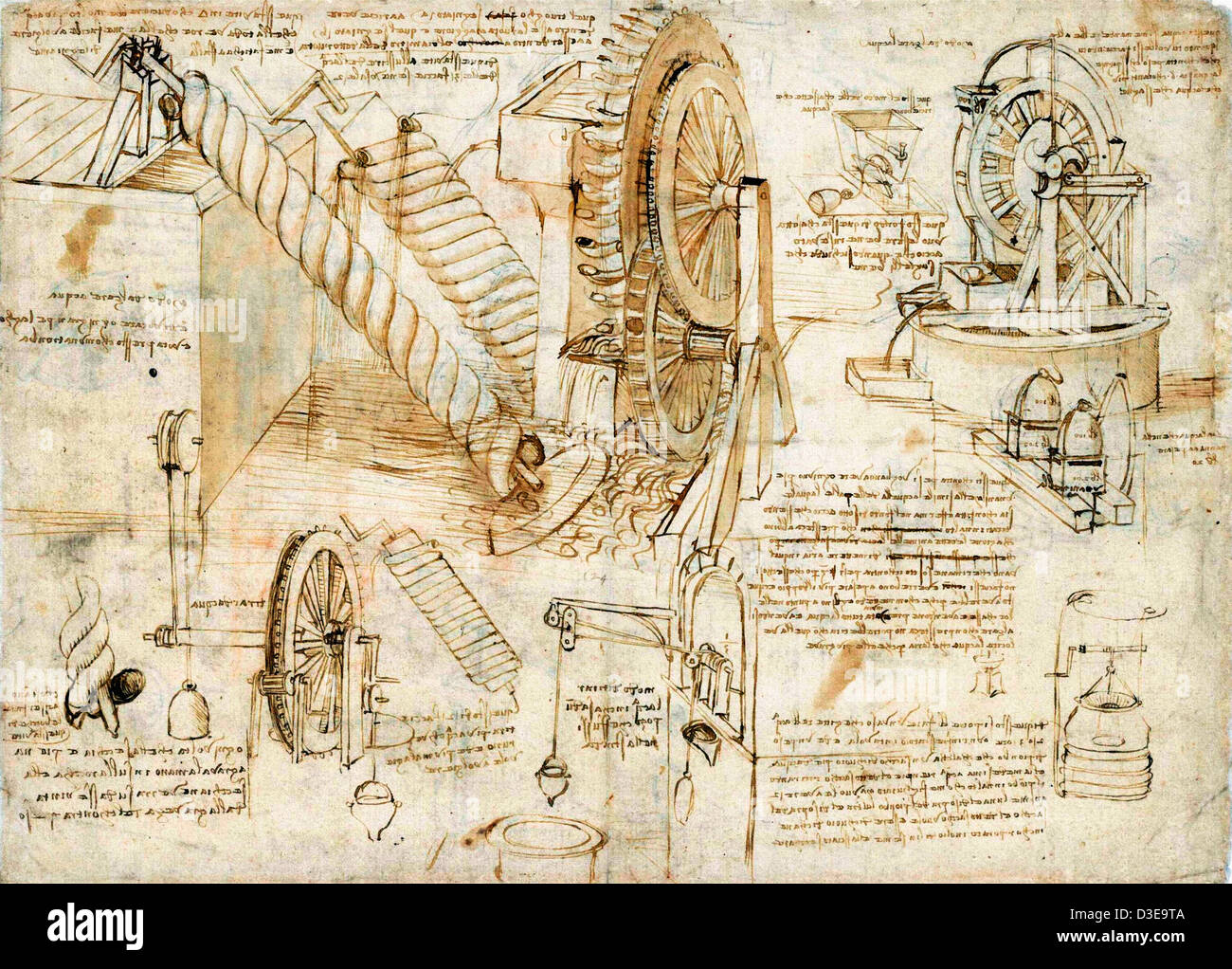 Leonardo da Vinci, Codex Atlanticus Stockfotografie - Alamy