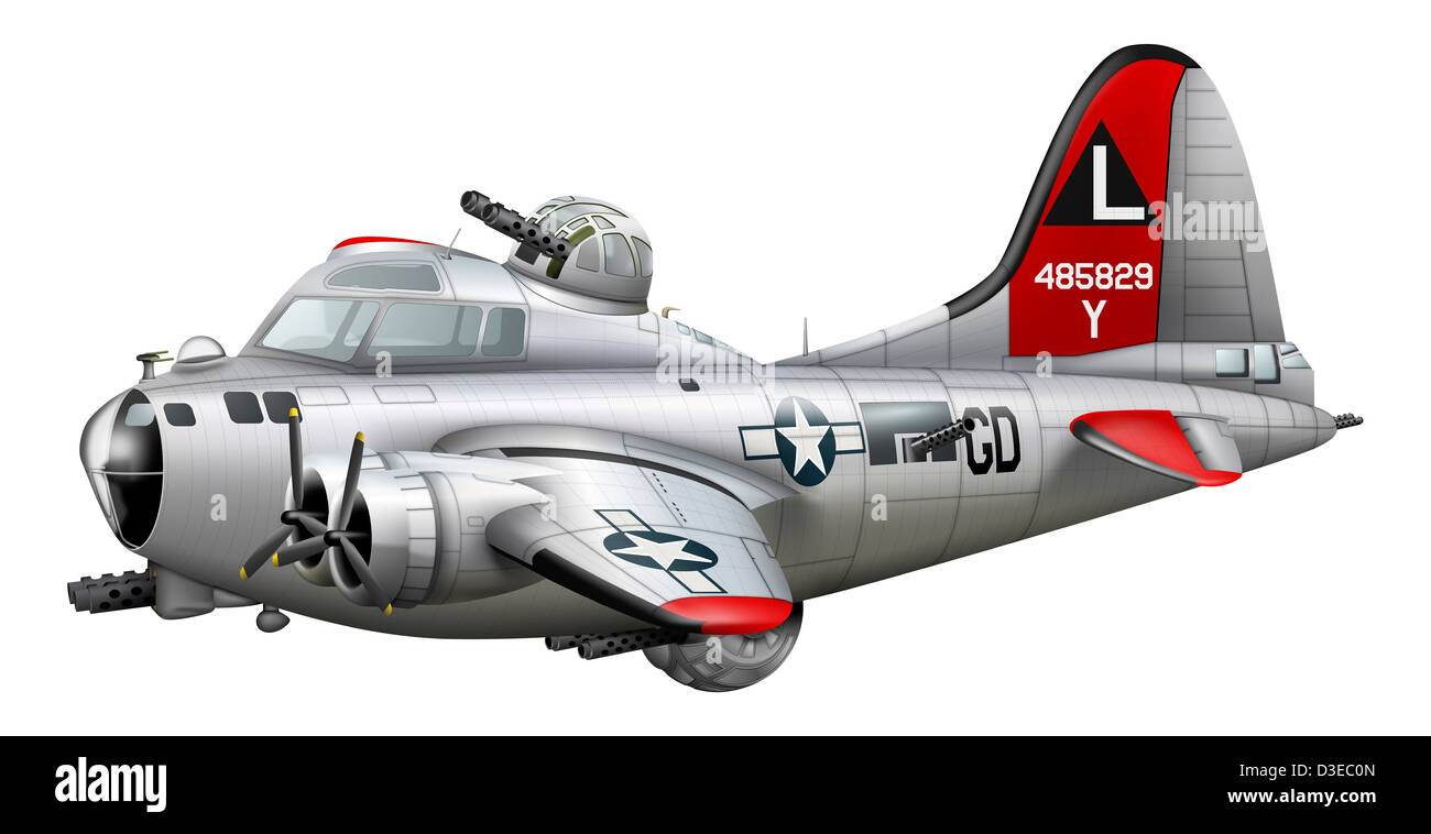 Comic-Illustration von einer Boeing b-17 Flying Fortress ...