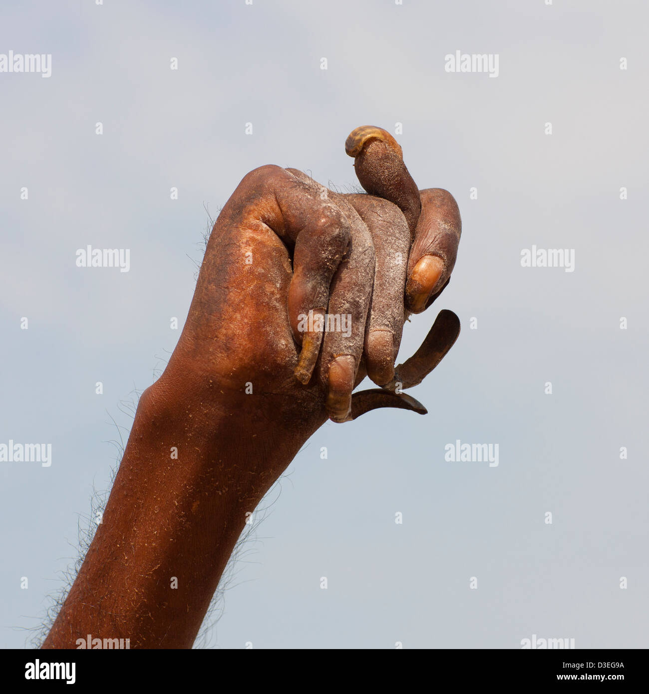 Naga Sadhu hält seinen Arm oben, Maha Kumbh Mela, Allahabad, Indien ...