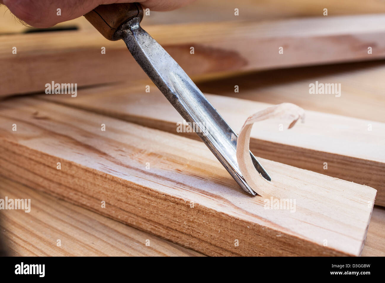 Beitel Holz Stemmeisen Tischler Werkzeug arbeiten aus Holz Hintergrund ...