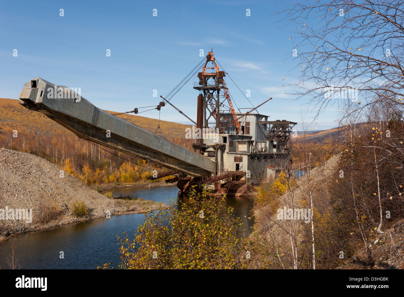 altes gold Dredge Fairbanks Alaska Fluss Creek gold mining ...
