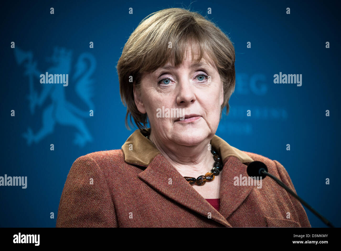 Oslo, Norwegen. 20. Februar 2013. Bundeskanzlerin Angela Merkel während ...