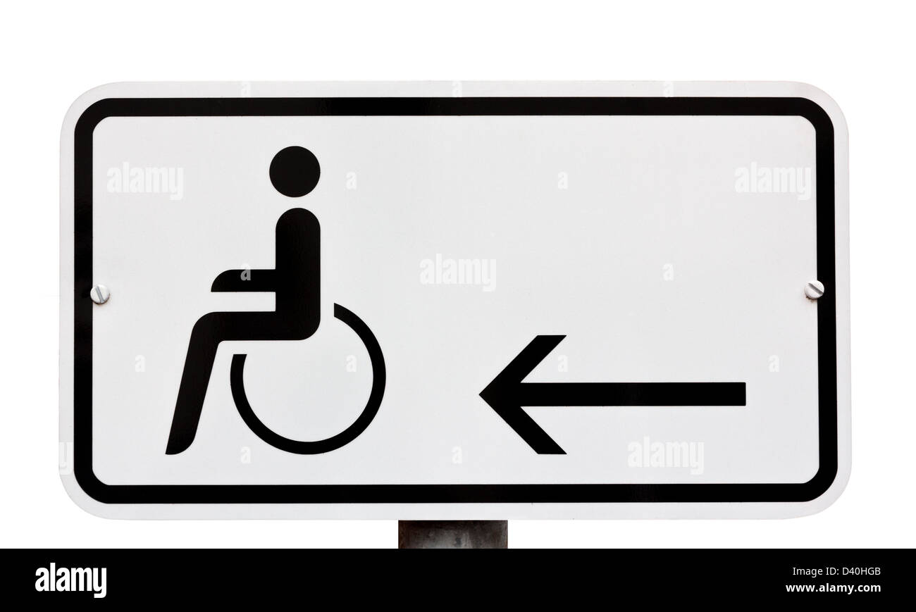 Behinderung wheel care zeichen mit rollstuhl symbol und pfeil -Fotos ...