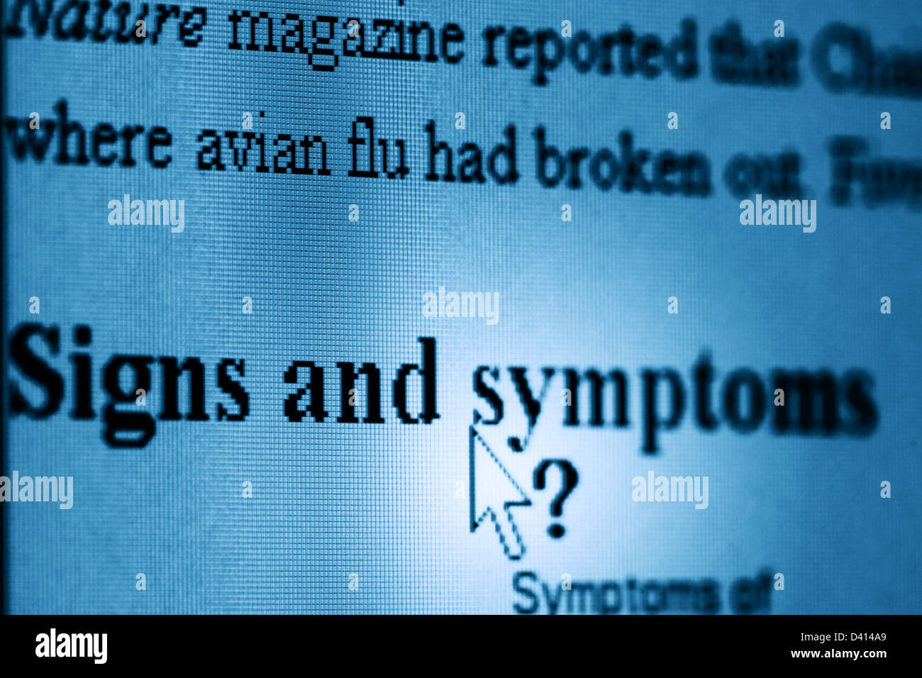 Anzeichen und Symptome Stockfotografie - Alamy