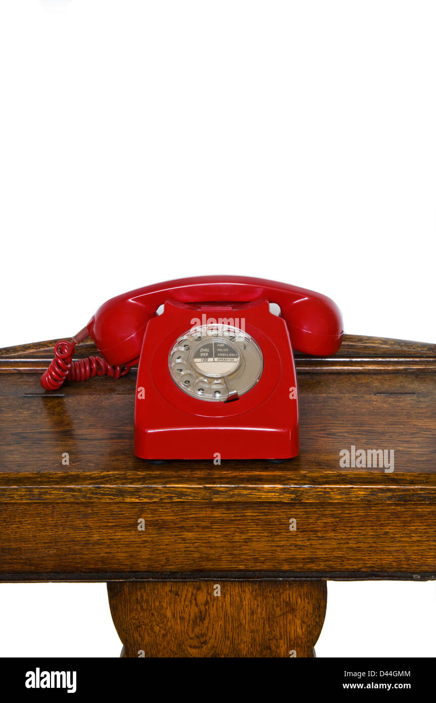 Die 60er-70 style Vintage wählen rot Retro 1970 Telefon auf antiken ...
