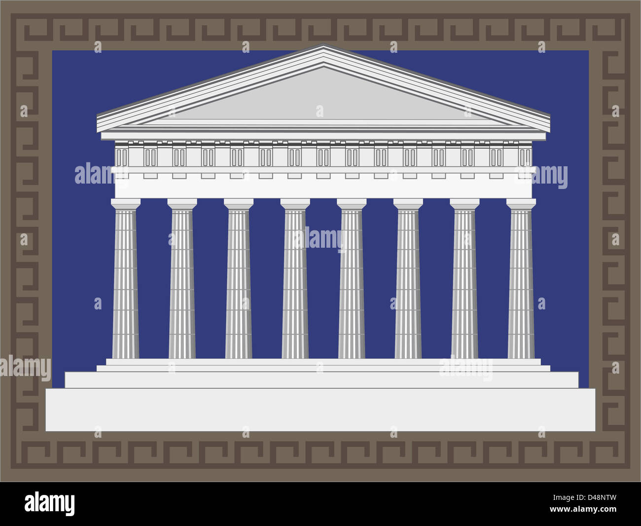 Abbildung der antiken Tempel im griechischen Stil frame Stockfotografie ...