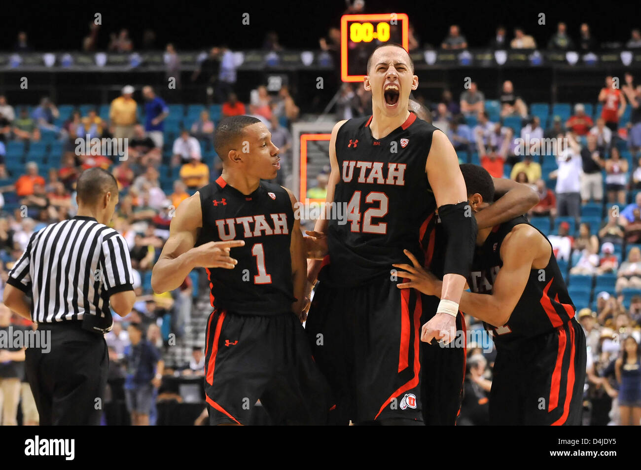 14. März 2013 Las Vegas, NV. Utah Utes Center Jason Washburn #42, Utah ...