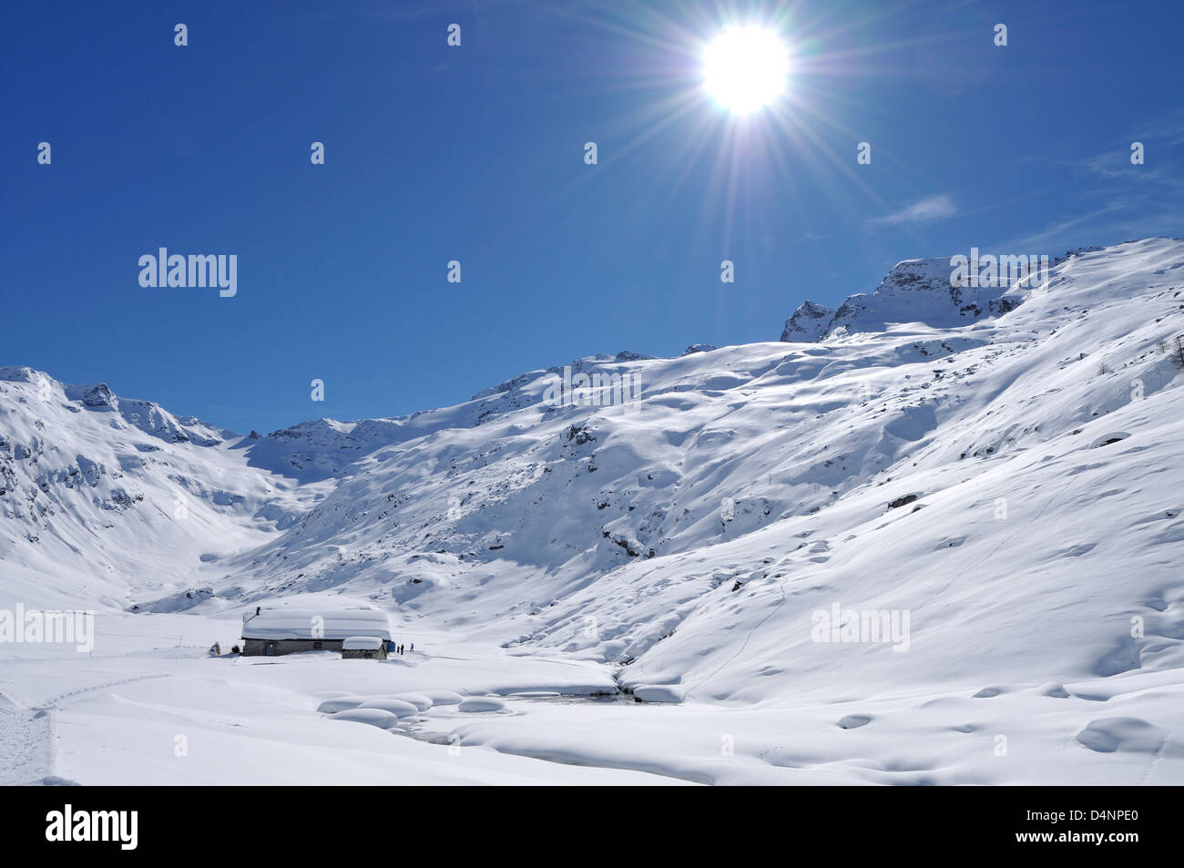 Winterlandschaft bei Alp Muot Selvas, Val Fex, Engadin, Graubünden ...