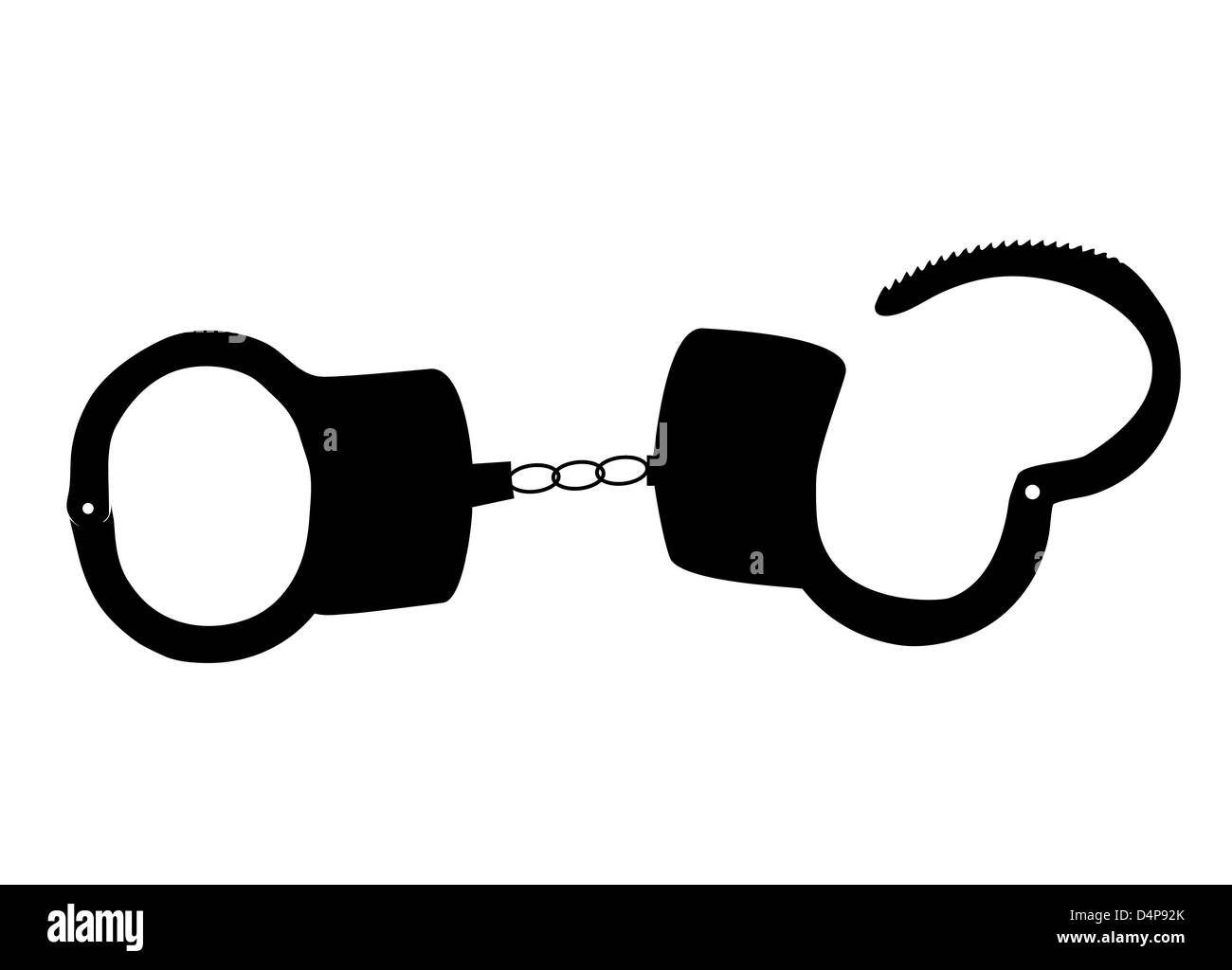 Handschellen Silhouetten-Vektor-Illustration auf weißem Hintergrund ...
