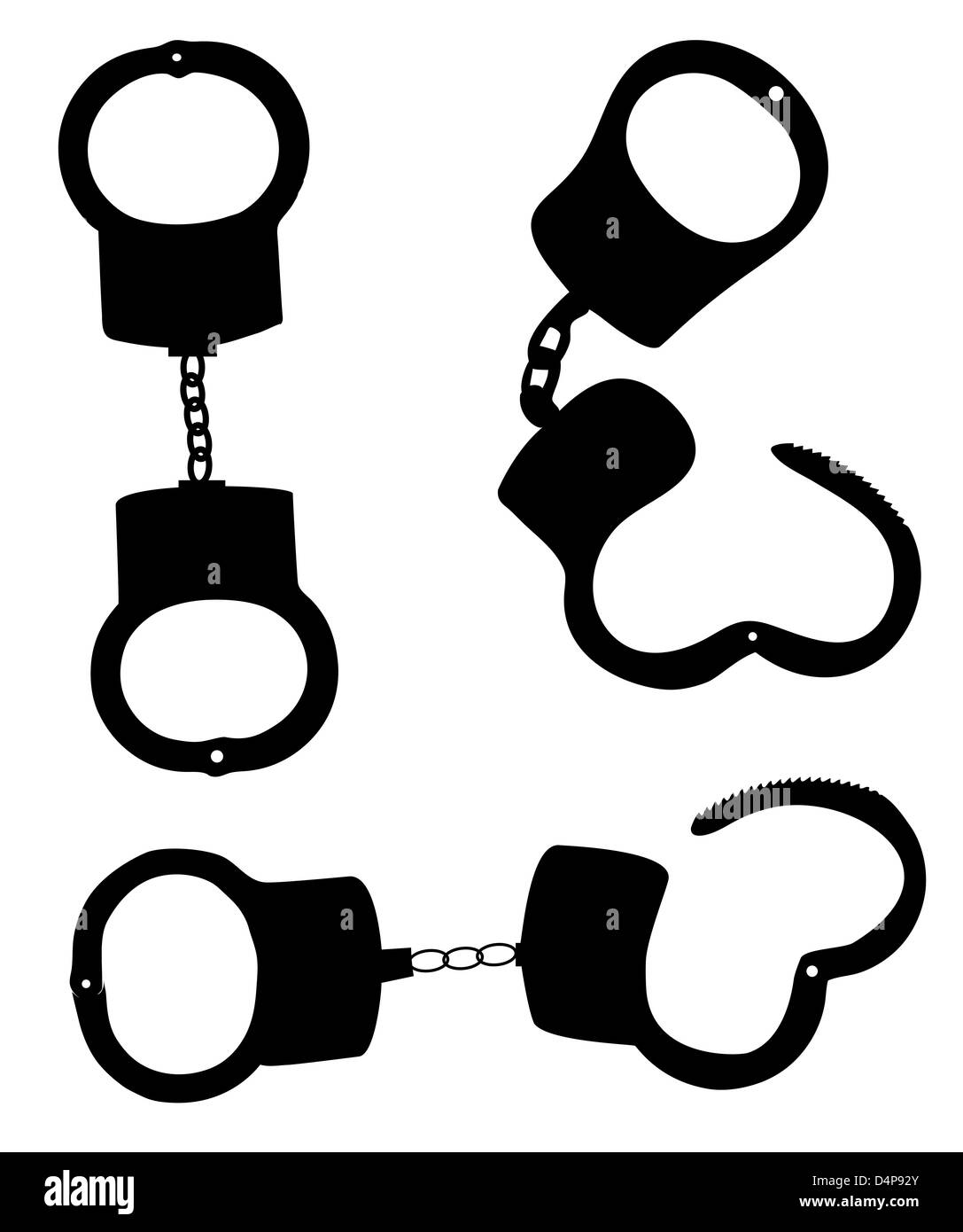 Handschellen Silhouetten-Vektor-Illustration auf weißem Hintergrund ...